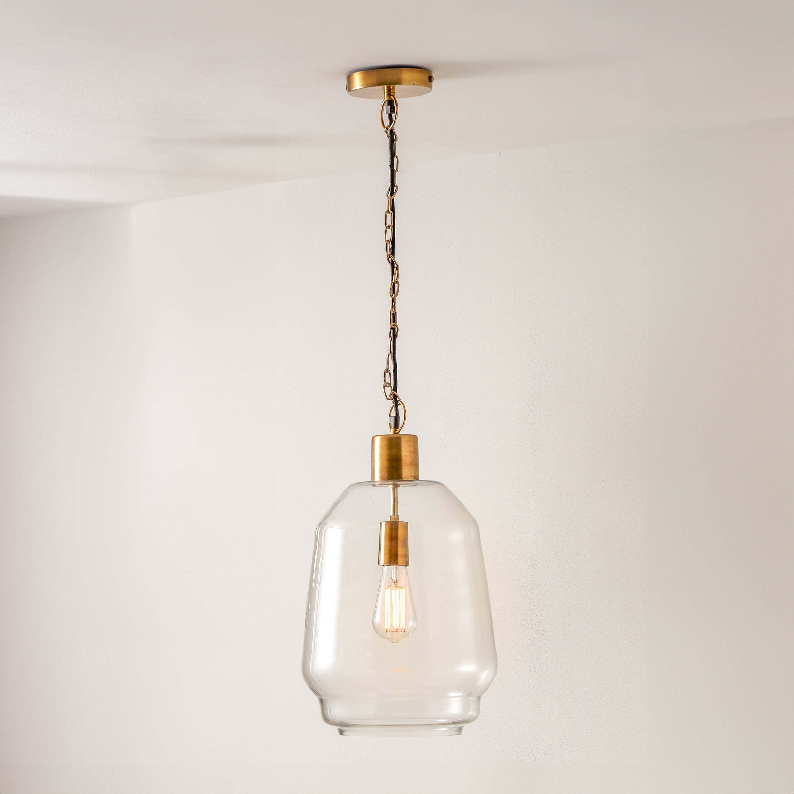 Fia Glass Chain Drop Pendant Light Gold by Dunelm | ufurnish.com