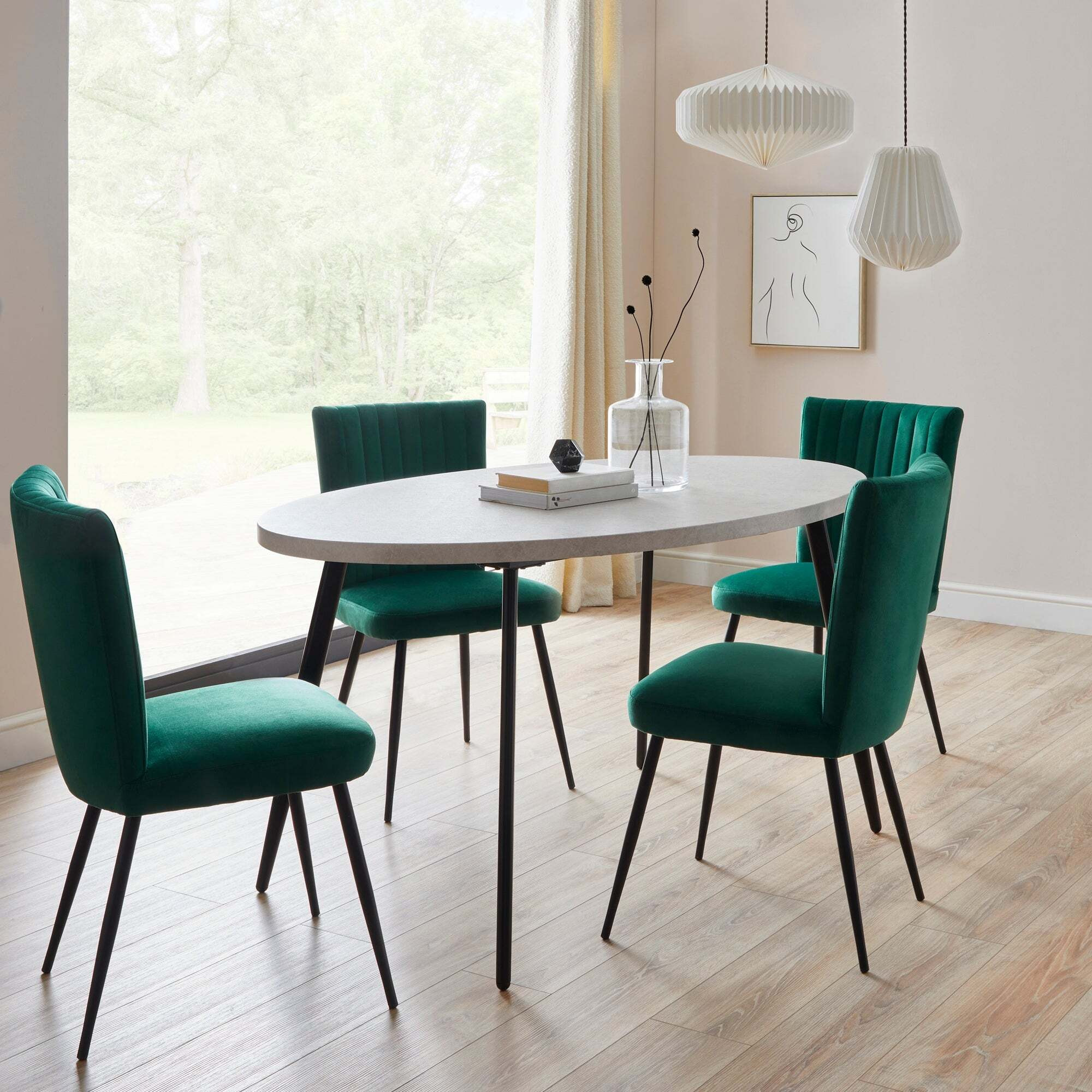 Zuri Dining Table with 4 Taylor Chairs Multicoloured by Dunelm | ufurnish.com