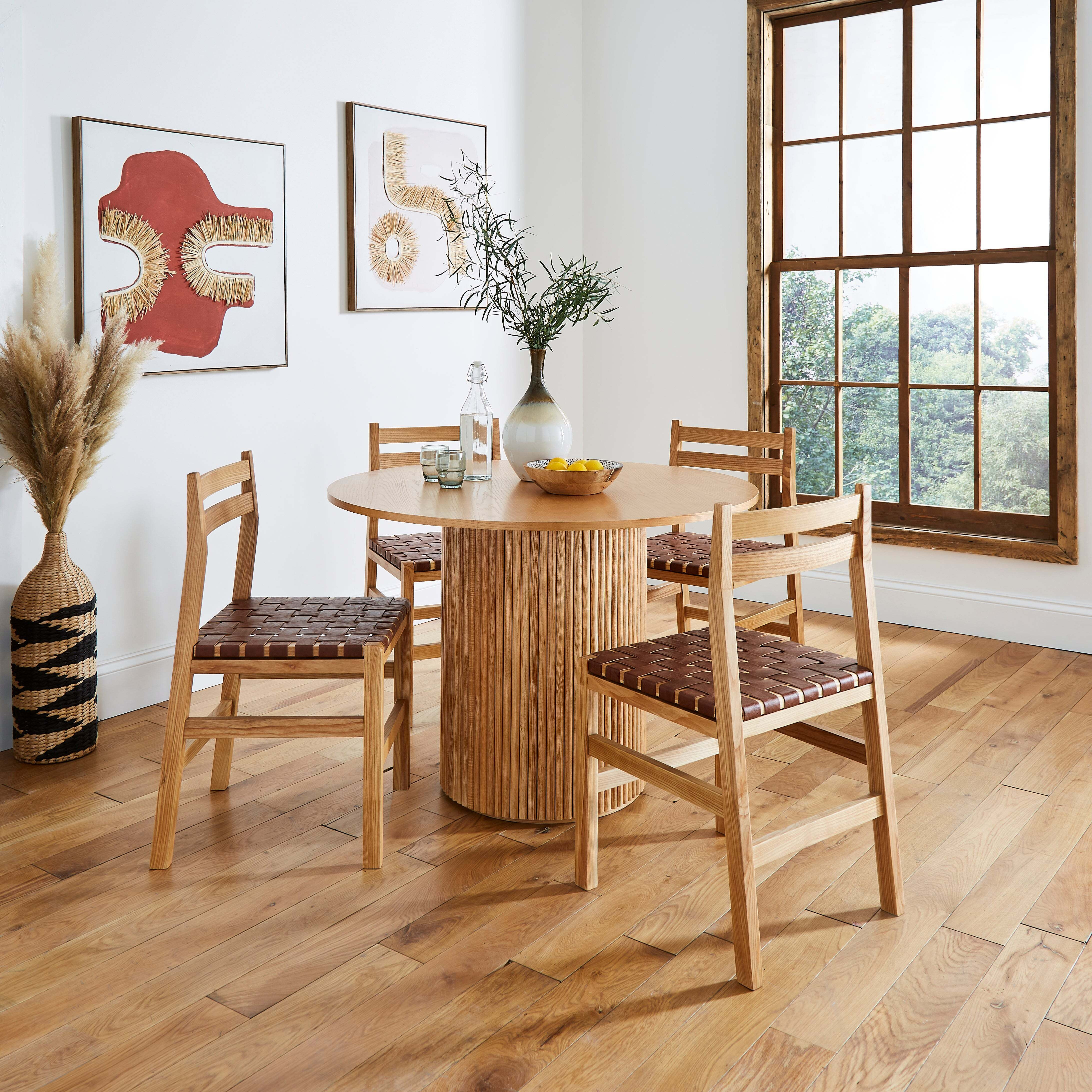 Amari Round Dining Table with 4 Amari Chairs Ash (Brown) by Dunelm ...