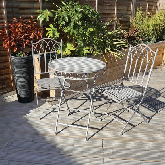 Foldable 2 Seater Wrought Iron Grey Bistro Set by Dunelm | ufurnish.com