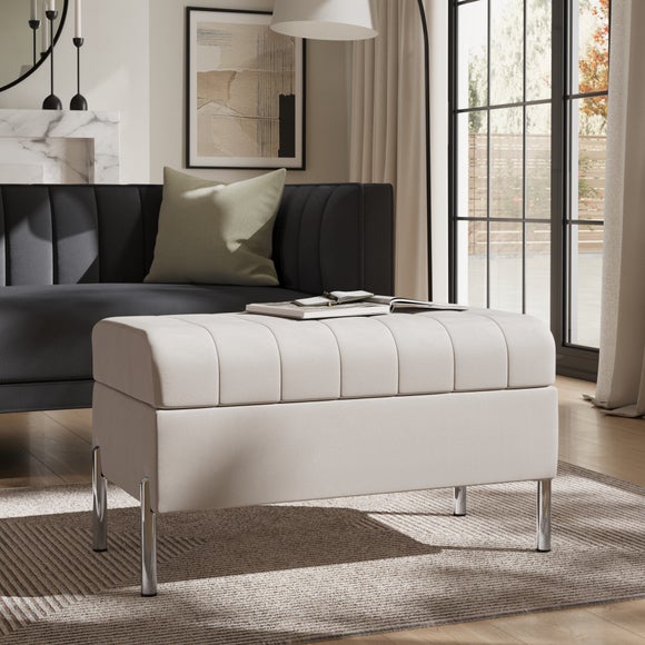 Quilted Velvet Storage Footstool by Dunelm | ufurnish.com