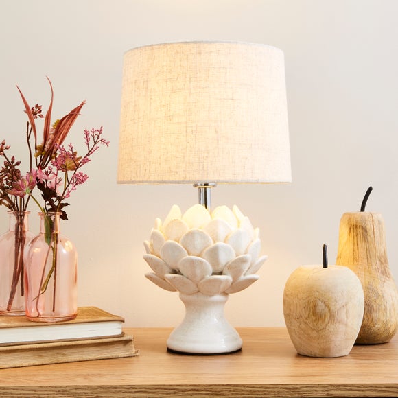 Dorma Brimstage Artichoke Linen Shade Table Lamp by Dunelm | ufurnish.com