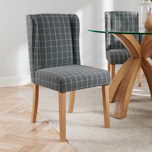 Oswald Set of 2 Dining Chairs, Grey Window Pane Check by Dunelm ...