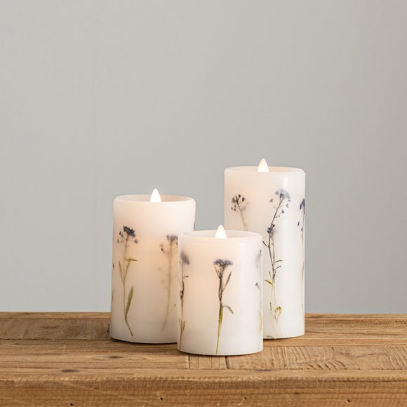 Set of 3 Lavender Inclusion LED Candles by Dunelm | ufurnish.com