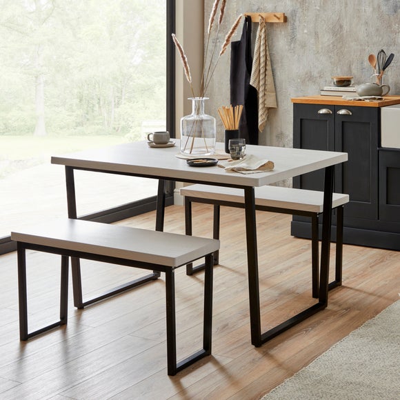 Vixen 4 Seater Rectangular Dining Table with 2 Benches by Dunelm ...