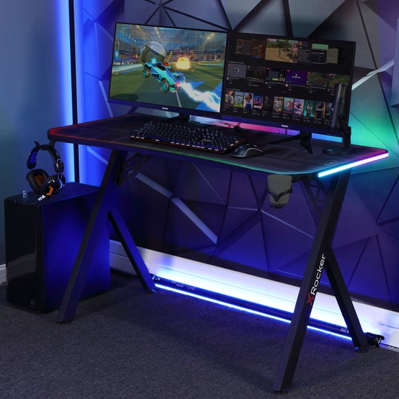 X Rocker Lumio XL LED Gaming Desk by Dunelm | ufurnish.com