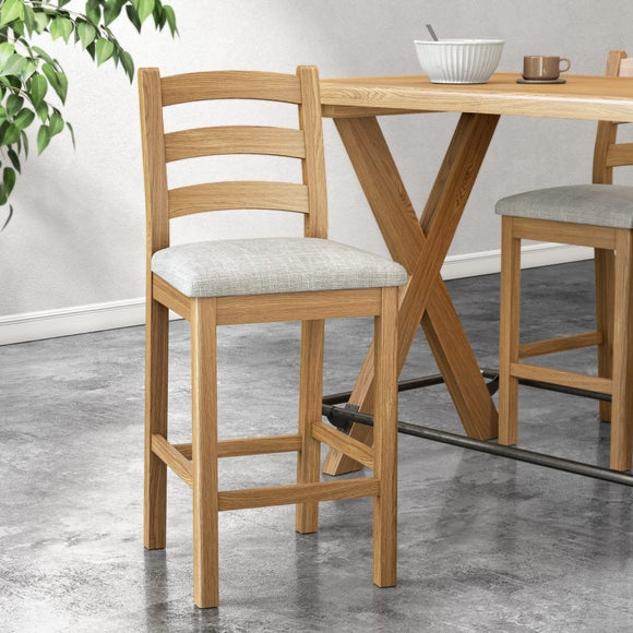 Normandy Set of 2 Counter Height Bar Stools, Oak by Dunelm | ufurnish.com