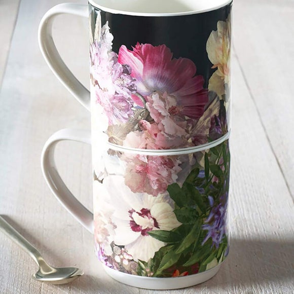 Set of 2 MM Living Fiori Stacking Mugs by Dunelm | ufurnish.com