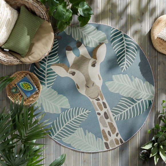 Eric Giraffe Tropical Outdoor Circle Rug by Dunelm | ufurnish.com