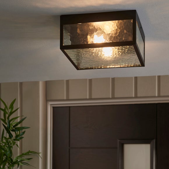 London Industrial Outdoor 2 Light Flush Porch Ceiling Light by Dunelm ...