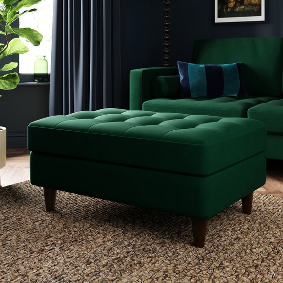 Zoe Velvet Storage Footstool by Dunelm | ufurnish.com