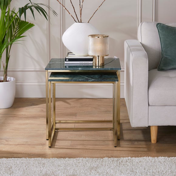 Daphne Square Nest of 2 Tables, Real Marble by Dunelm | ufurnish.com