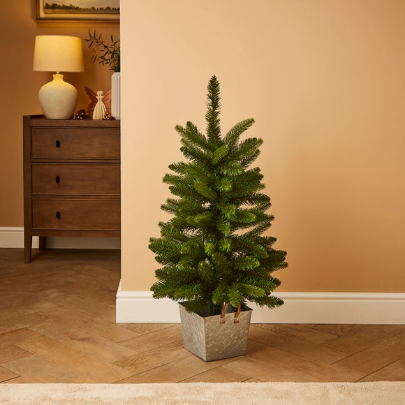 3ft Tall Fraser Fir Christmas Tree with Metal Pot by Dunelm | ufurnish.com