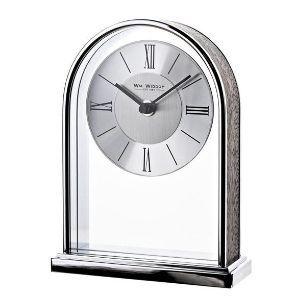 Widdop Chrome & Wood Veneer Mantel Clock by Dunelm | ufurnish.com