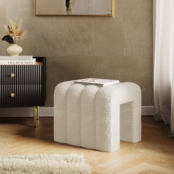 Pia Ribbed Sherpa Footstool by Dunelm | uFurnish.com
