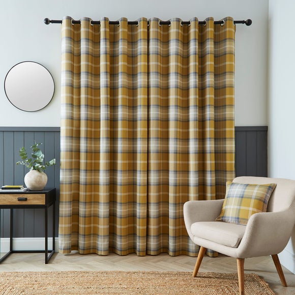 Oswald Checked Eyelet Curtains by Dunelm | ufurnish.com