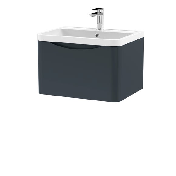 Lunar Wall Mounted 1 Drawer Vanity Unit with Polymarble Basin by Dunelm ...