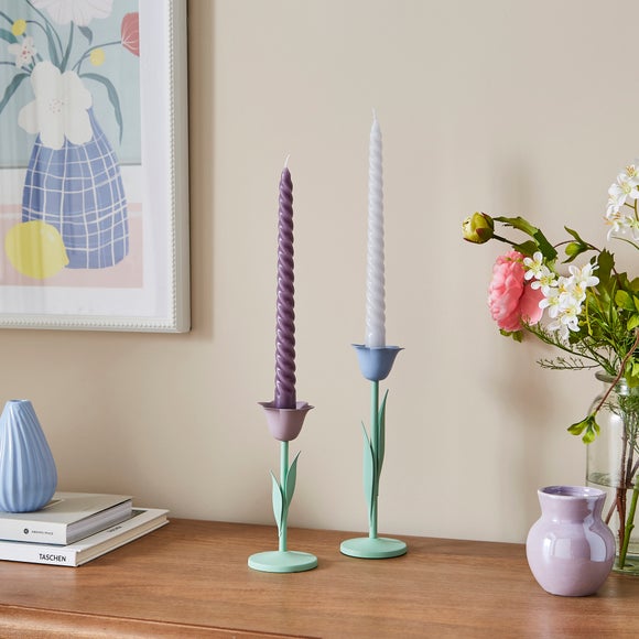 Set of 2 Tulip Candlestick Holders by Dunelm | ufurnish.com