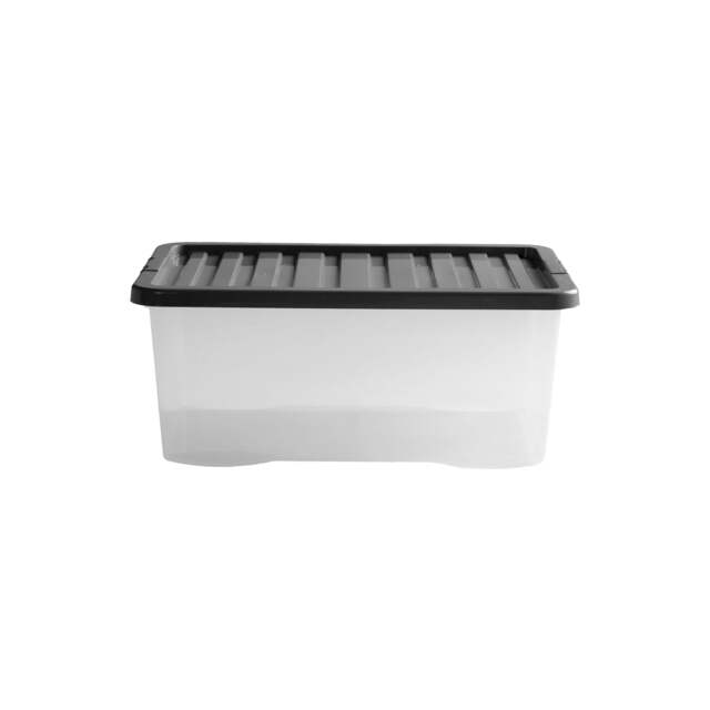 Wham 45L Plastic Storage Box with Lid Black by Dunelm | ufurnish.com