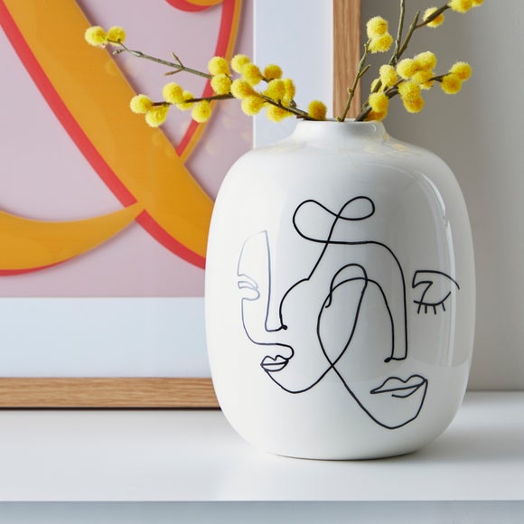 Abstract Face Ceramic Vase by Dunelm | ufurnish.com
