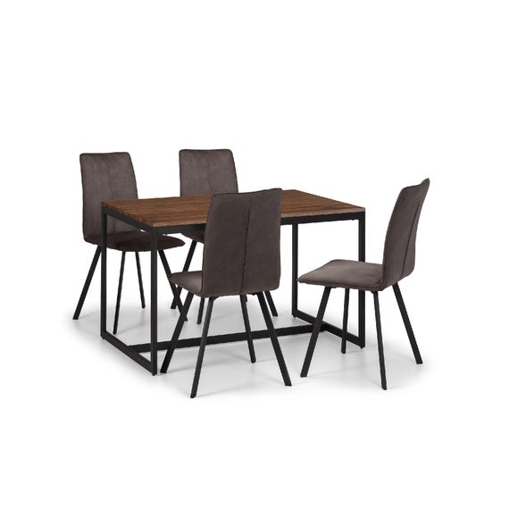 Tribeca 4 Seater Rectangular Dining Table with 4 Monroe Chairs, Brown by Dunelm | ufurnish.com