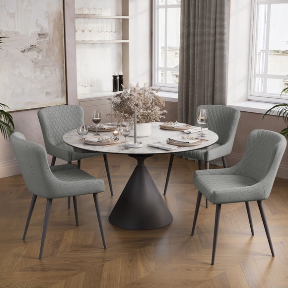 Indus Valley Camden 4-6 Seater Extendable Conical Dining Table With 4 ...
