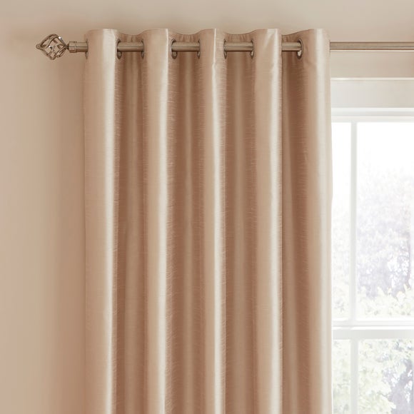 Novanna Faux Silk Blackout Eyelet Curtains by Dunelm | ufurnish.com
