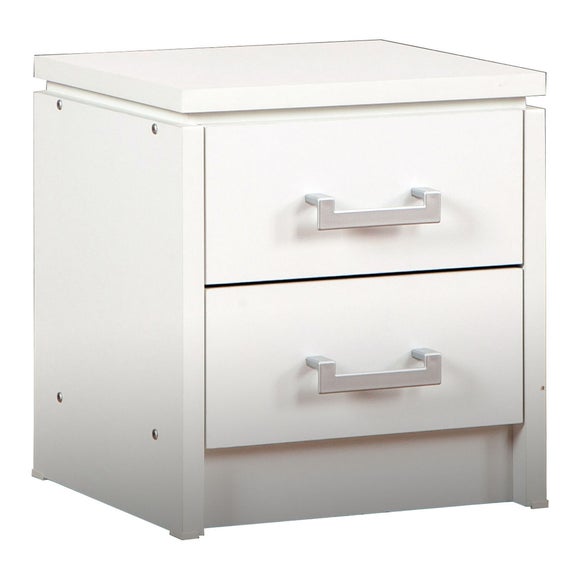 Charles 2 Drawer Bedside Table, White by Dunelm | ufurnish.com