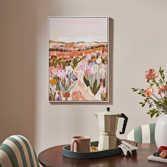 Tulip Fields Hand Finished Framed Canvas by Dunelm | ufurnish.com