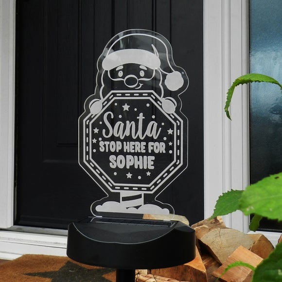 Personalised Santa Stop Here Solar LED Light by Dunelm | ufurnish.com