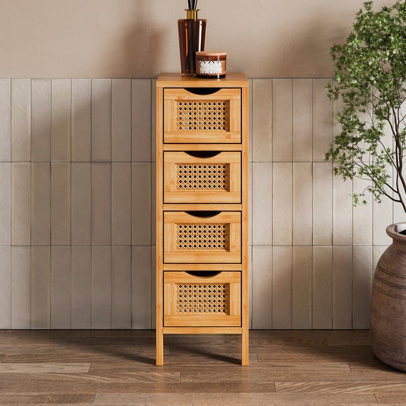 Avani 4 Drawer Storage Unit, Bamboo by Dunelm | ufurnish.com