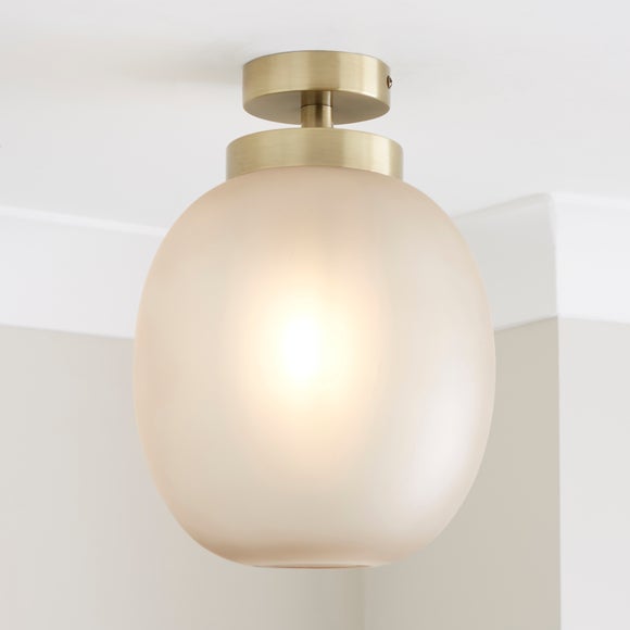 Lixue Recycled Glass Frosted Smoked Flush Ceiling Light by Dunelm ...