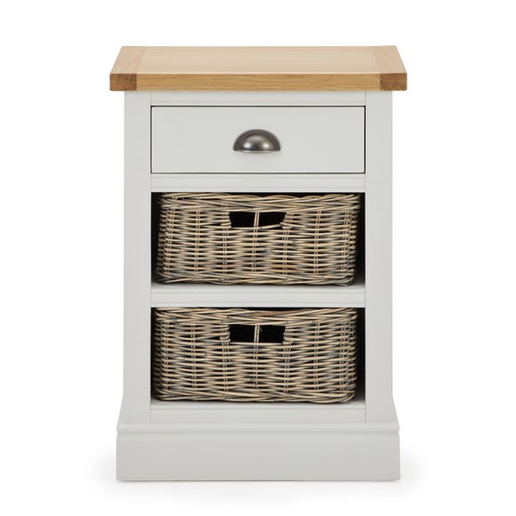 Compton Tall Side Table with Baskets, Ivory by Dunelm | ufurnish.com