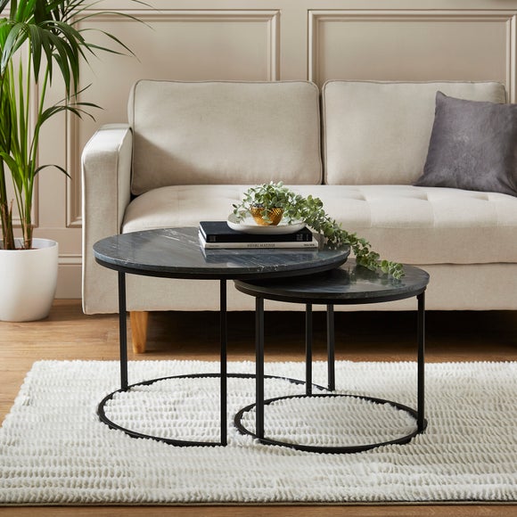 Lia Nest of 2 Coffee Tables, Real Marble by Dunelm | ufurnish.com