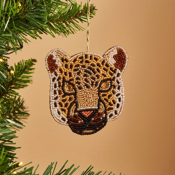 Beaded Leopard Head Hanging Decoration by Dunelm | ufurnish.com