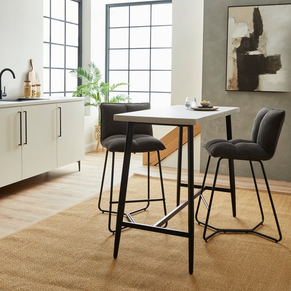 Zuri 2 Seater Rectangular Bar Table, Grey Concrete Effect by Dunelm ...