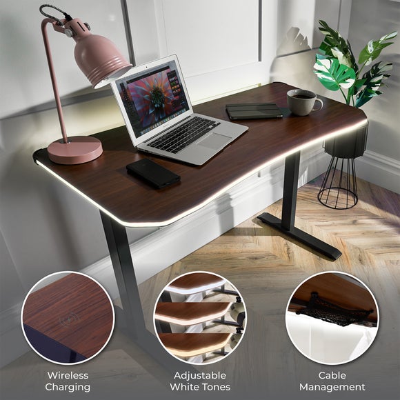 X Rocker Living Woodgrain Desk with Wireless Charging, 140x60cm by ...