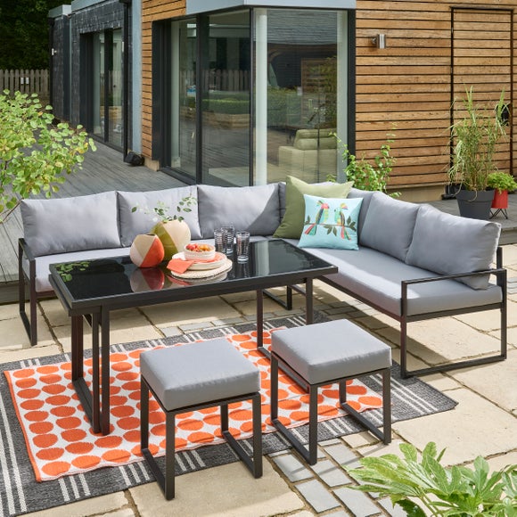 Elements Black Corner Sofa Dining Set by Dunelm | ufurnish.com