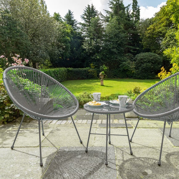 Monaco 2 Seater Grey Egg Chair Bistro Set by Dunelm | ufurnish.com