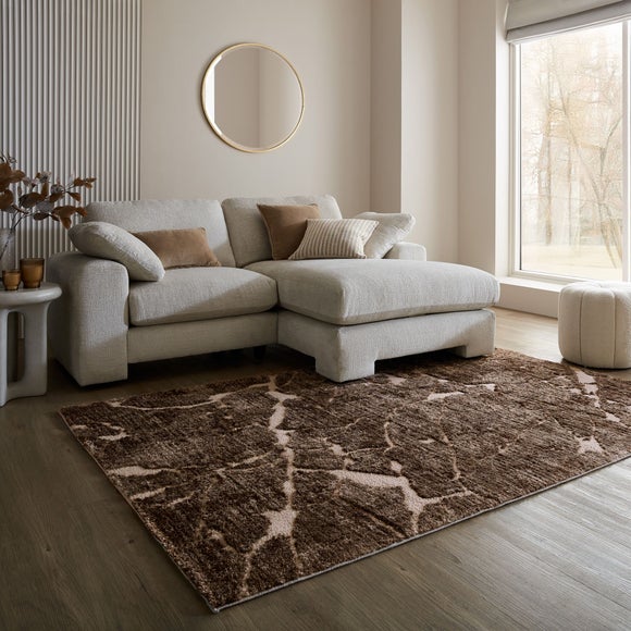 Glacier Luxury Marble Shaggy Rug by Dunelm | ufurnish.com