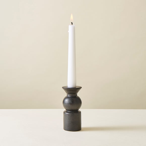 Black Ceramic Candlestick Holder by Dunelm | ufurnish.com