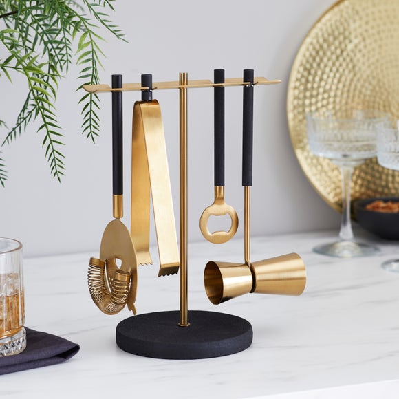 Gold and Black Bar Tools Set by Dunelm | ufurnish.com