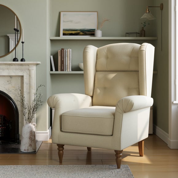 Return - Alexander Grande Wing Back Cosy Chenille Chair, Natural by ...