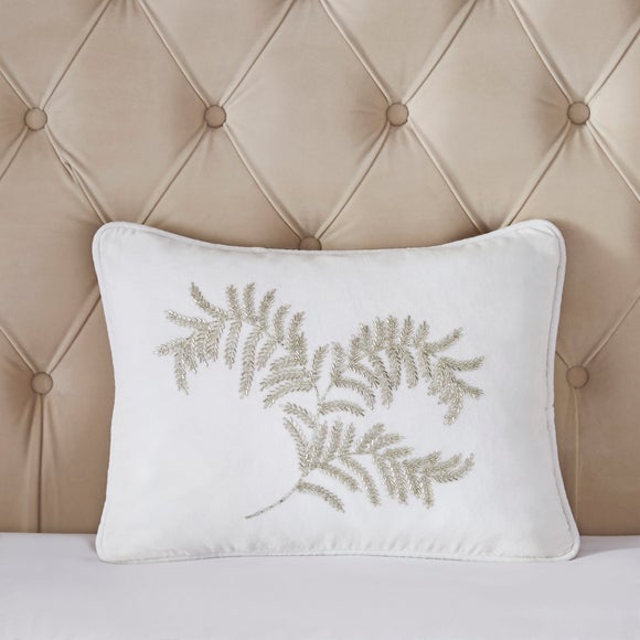 Dorma Beaded Leaf Rectangular Cushion by Dunelm | ufurnish.com