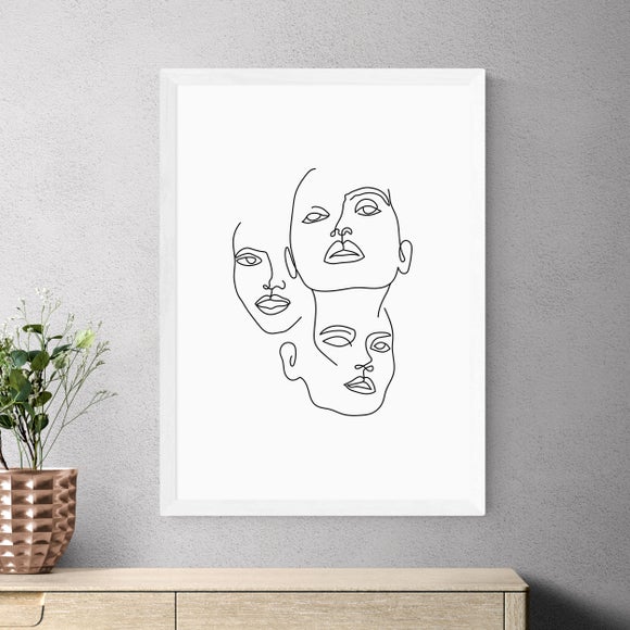 East End Prints Three Line Art Faces by Sundry Society by Dunelm ...