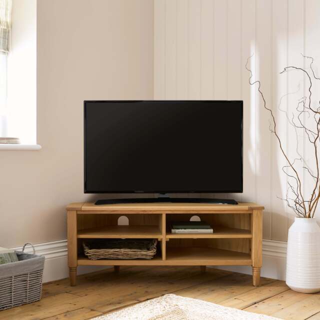 Churchgate Walcote Open Corner Tv Unit for Tvs Up To, Oak Oak by Dunelm ...