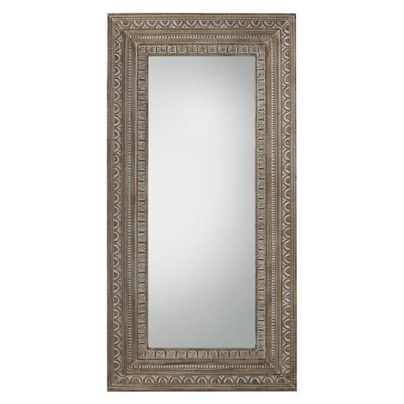 Agara Carved Rectangle Full Length Leaner Mirror by Dunelm | ufurnish.com