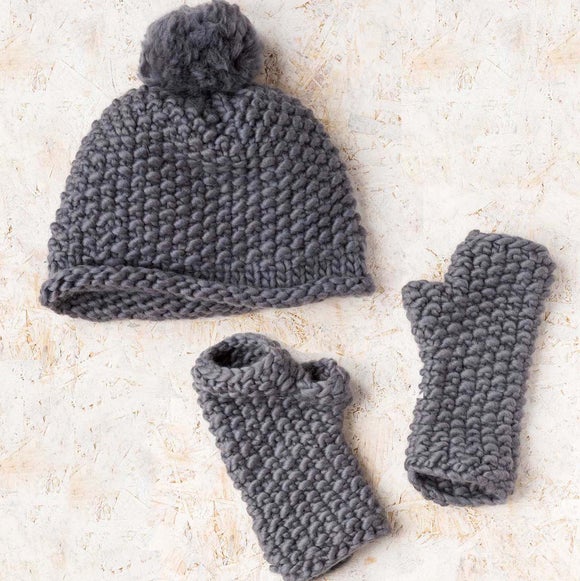 Wool Couture Ivy Hat and Fingerless Gloves Knitting Kit by Dunelm ...