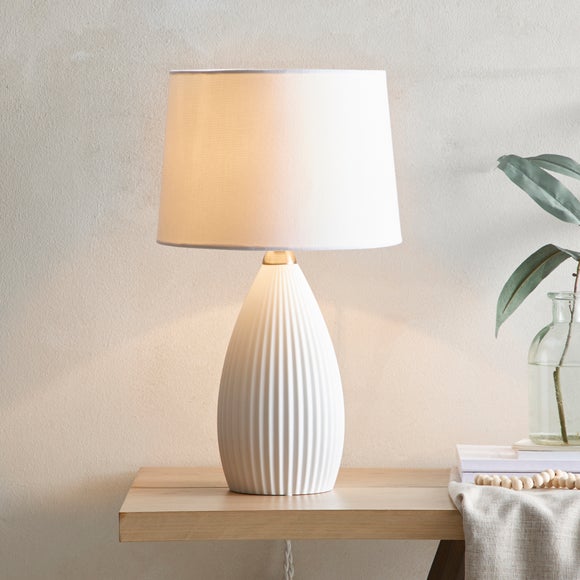 Dorma Purity Dual Lit Ribbed Porcelain Table Lamp by Dunelm | uFurnish.com