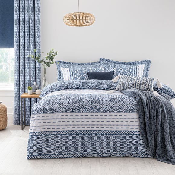 Jax Blue Mosaic Duvet Cover and Pillowcase Set by Dunelm | uFurnish.com